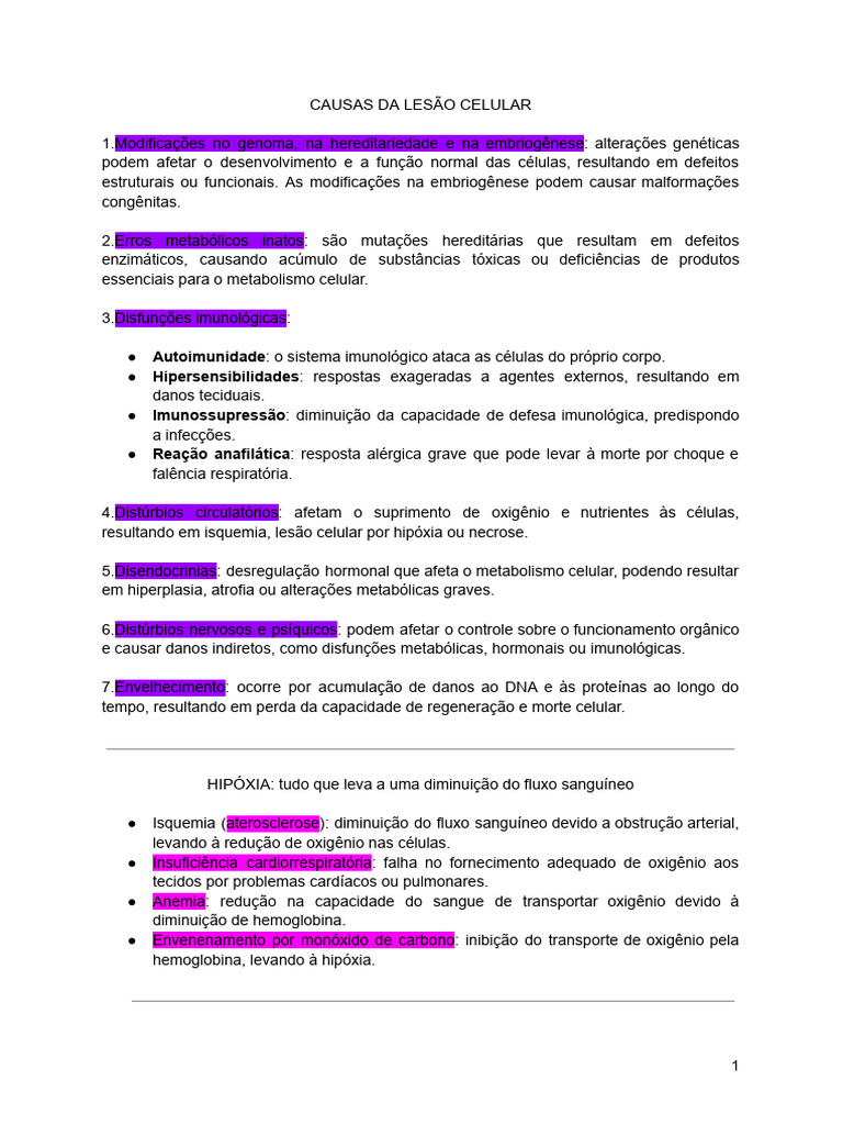 Patologia Provinha 1 Etapa | PDF