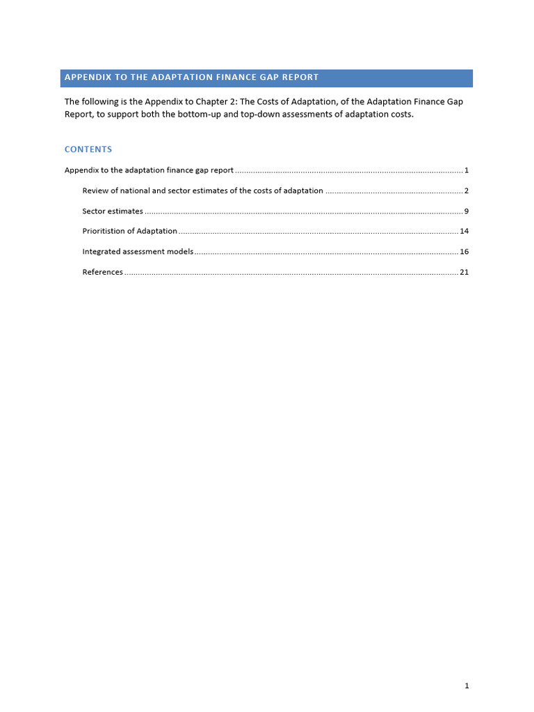 Adaptation Finance Gap Report Appendix | PDF