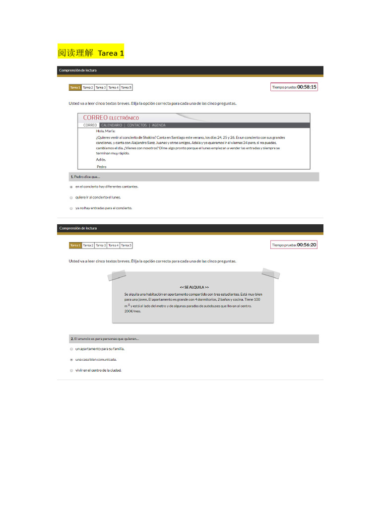 SIELE样题答案 | PDF | Razón | Las emociones