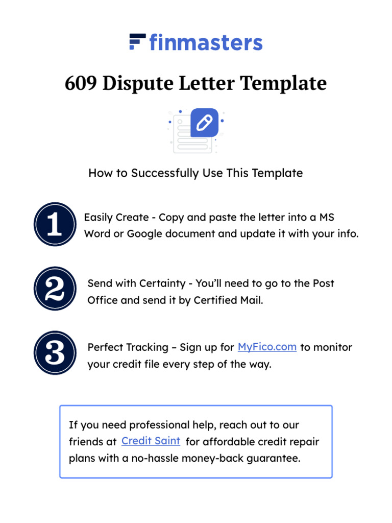 609 Dispute Letter Template PDF | PDF