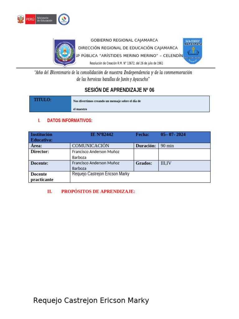 sesión de comunicación N° 6 | PDF