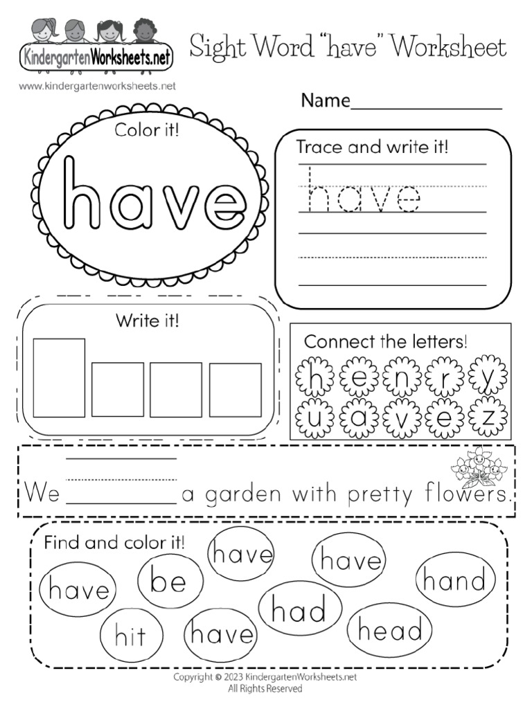 Have Sight Word Worksheet Printable | PDF