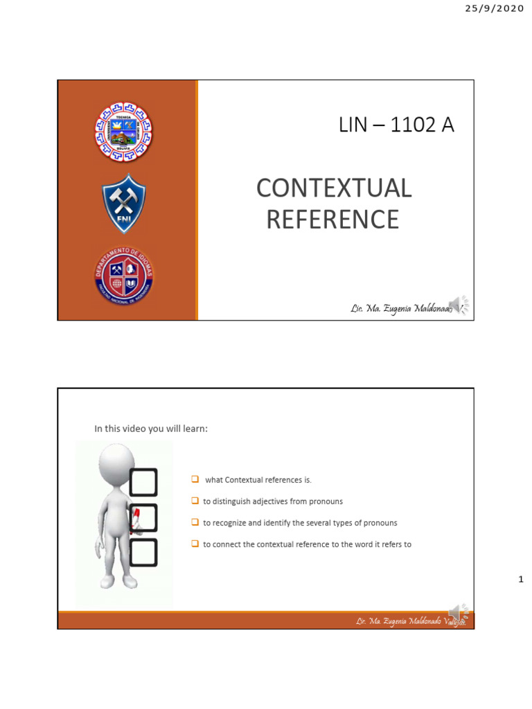 LIN 2 - Contextual Reference | PDF | Pronoun | Adjective