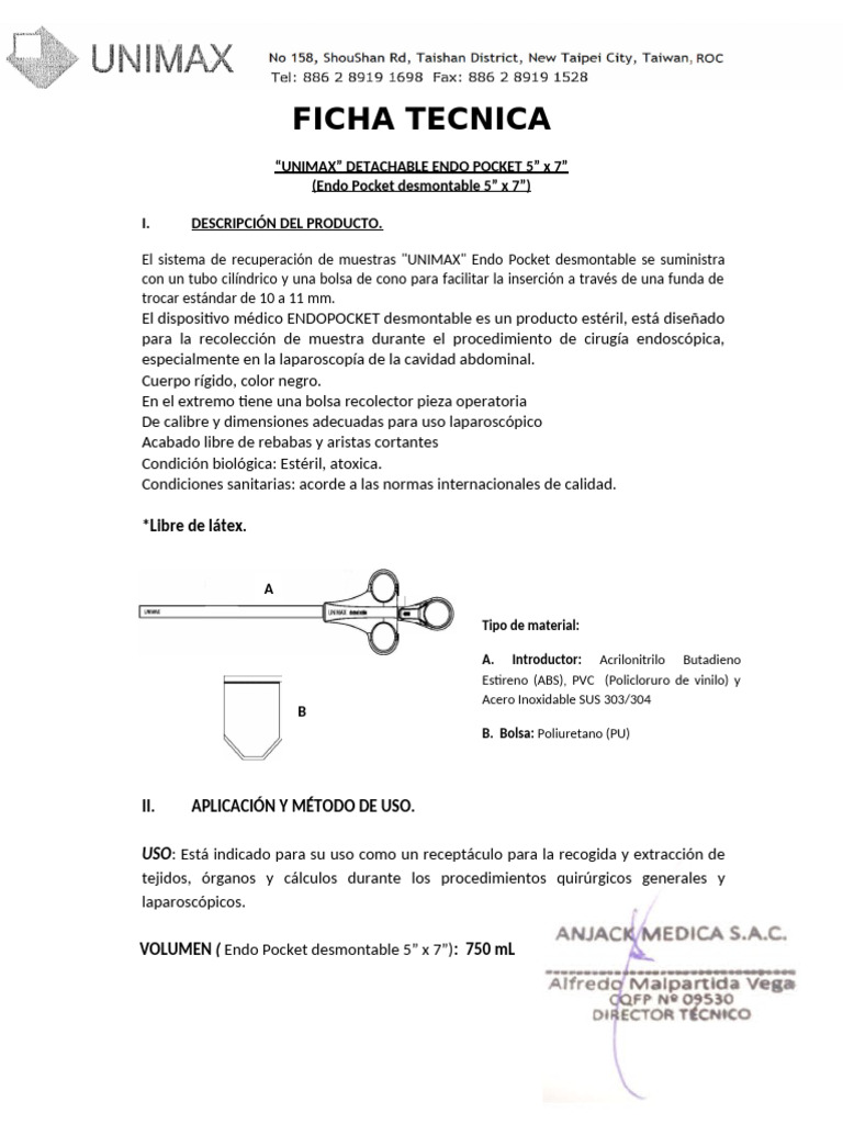 Ficha Tecnica Endo Pocket Desmontable 5x7 Ver03 | PDF