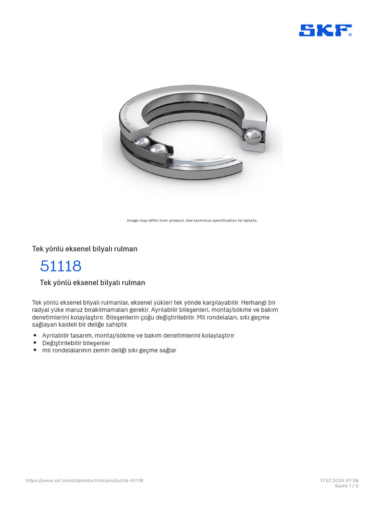 Eksenel Bilyalı Rulmanlar - SKF | PDF