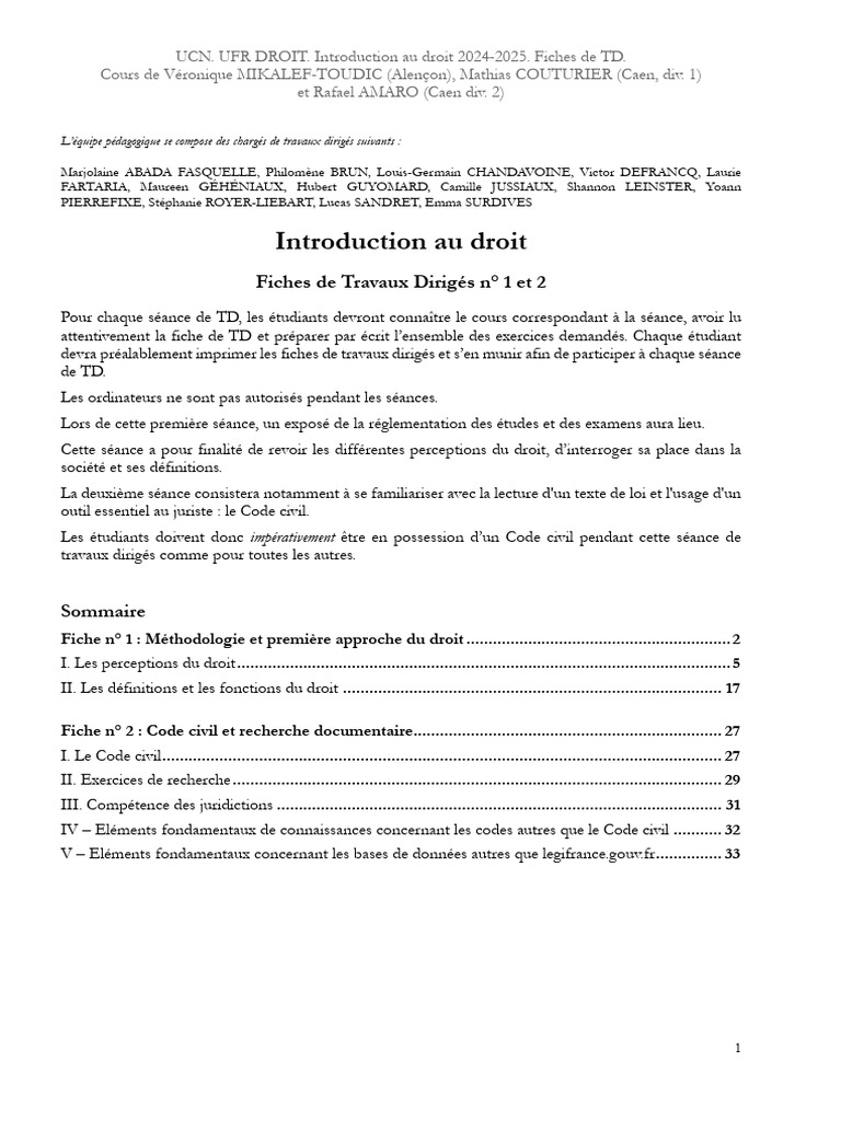 TD Intro Au Droit | PDF