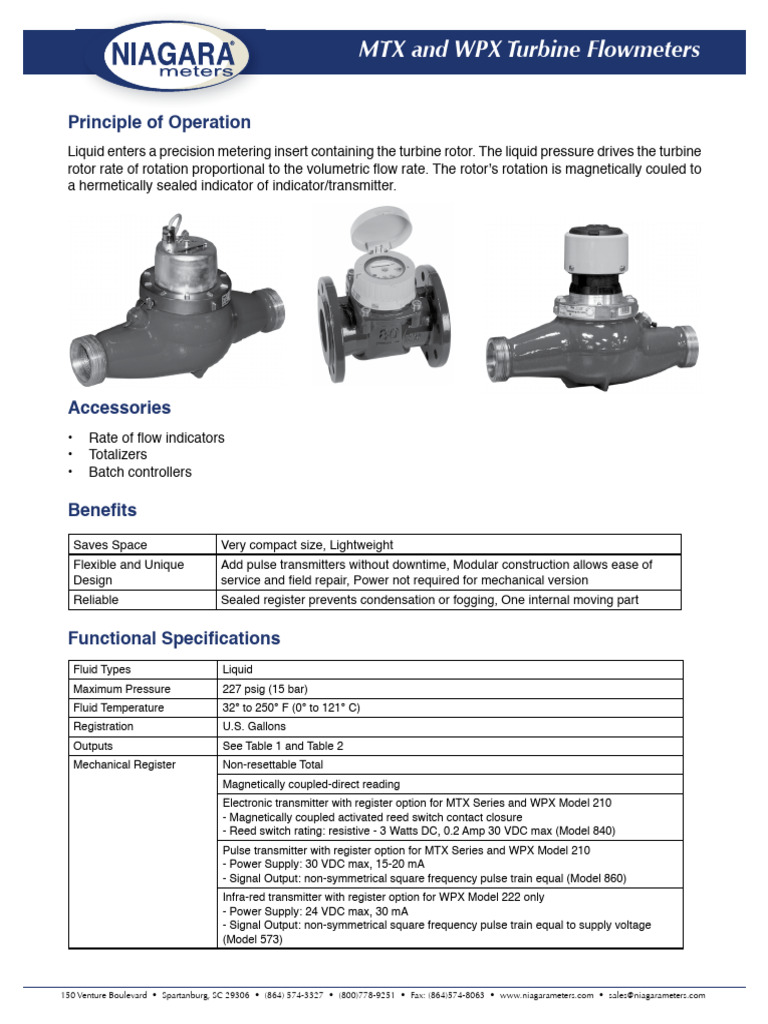 Niagara 60480P060 Specification Sheet | PDF