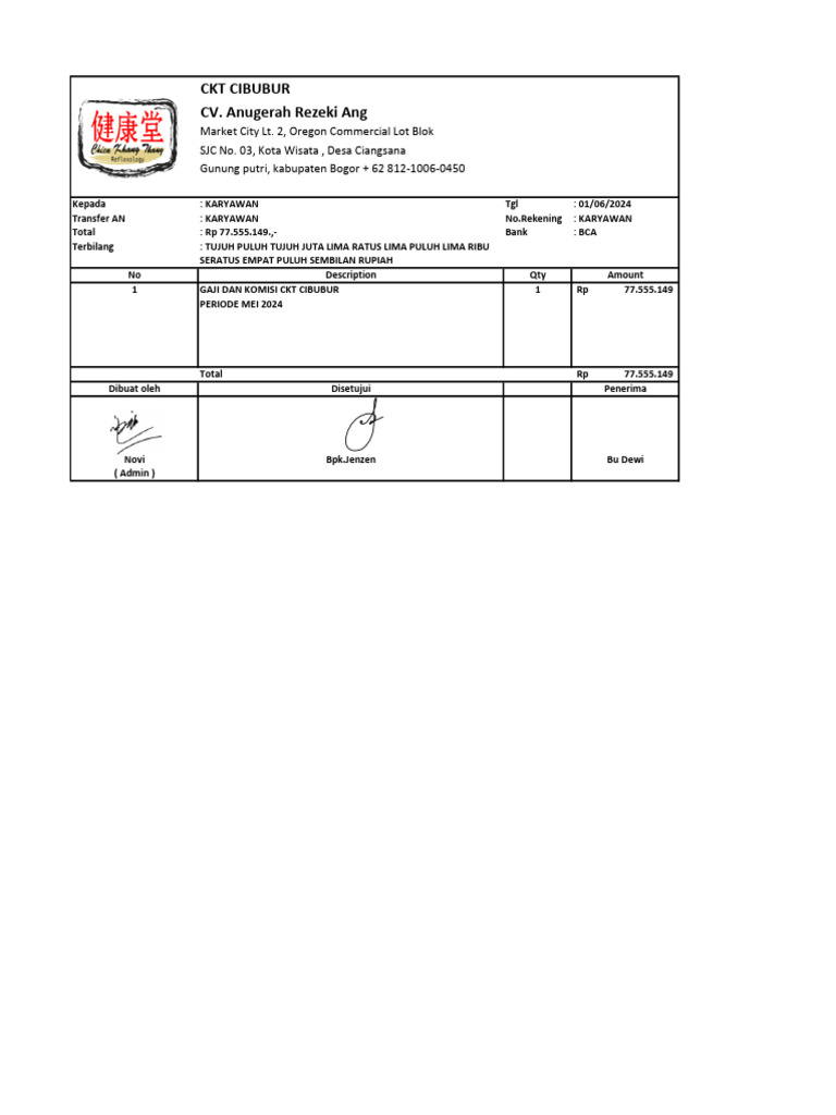 CKT Cibubur CV. Anugerah Rezeki Ang | PDF