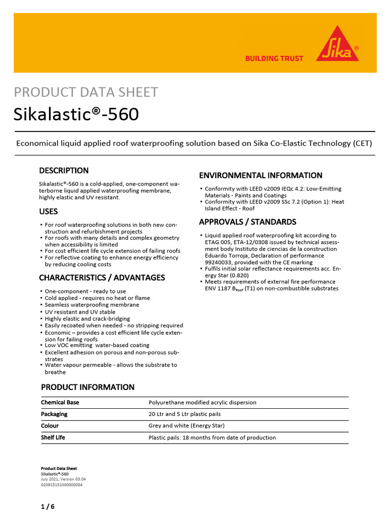 Sikalastic - 560 | PDF