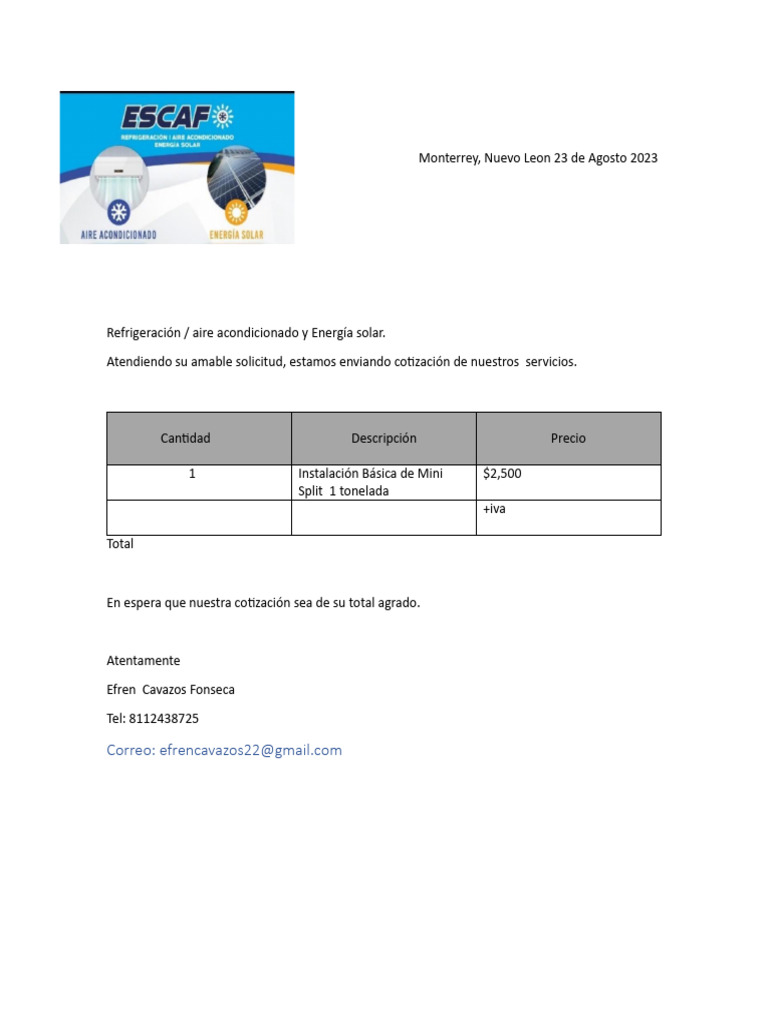 Cotizacion Efren | PDF