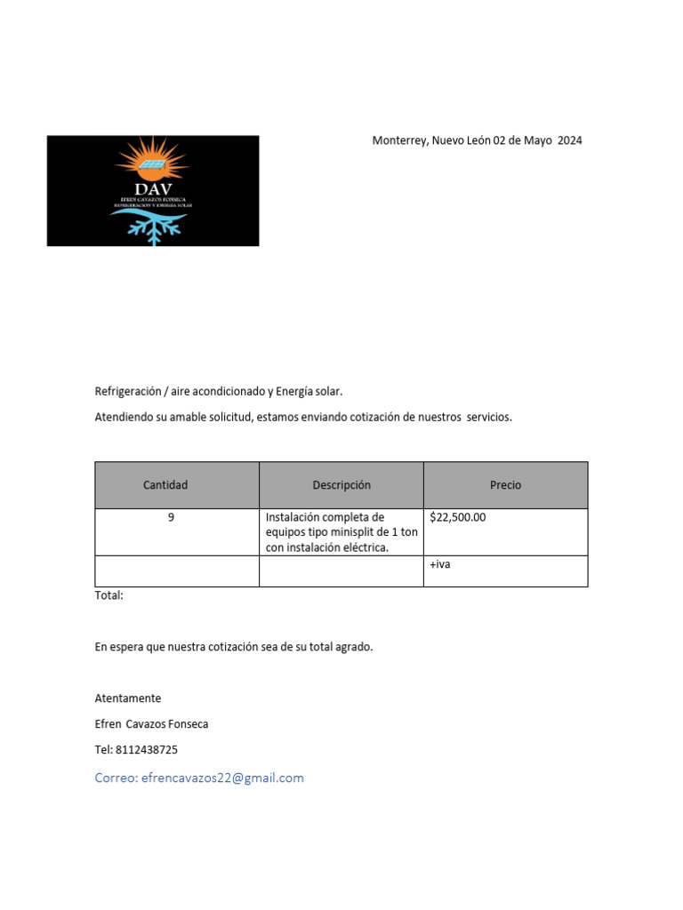 Cotizacion Efren | PDF