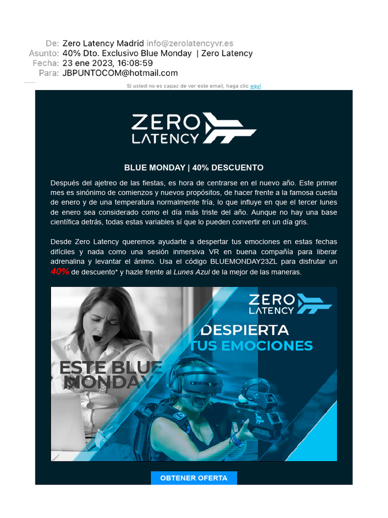 40 Dto. Exclusivo Blue Monday Zero Latency | PDF