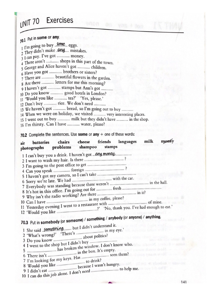 UNIT 70 Exercises | PDF