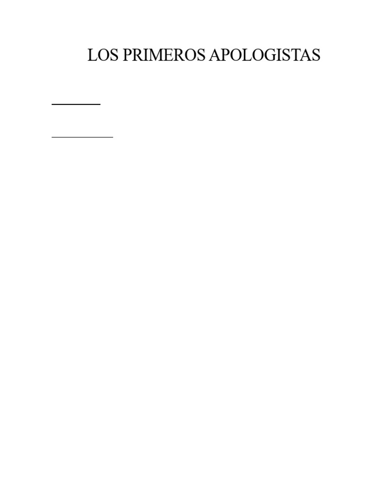 Los Primeros Apologistas | PDF