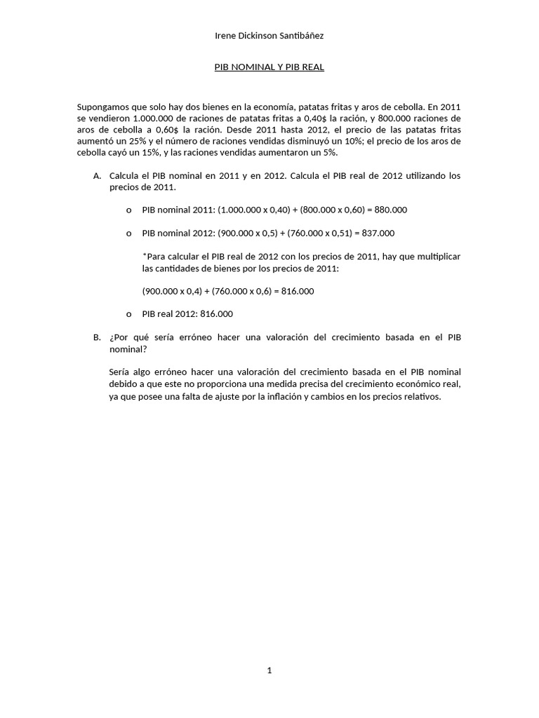 PIB NOMINAL Y PIB REAL | PDF
