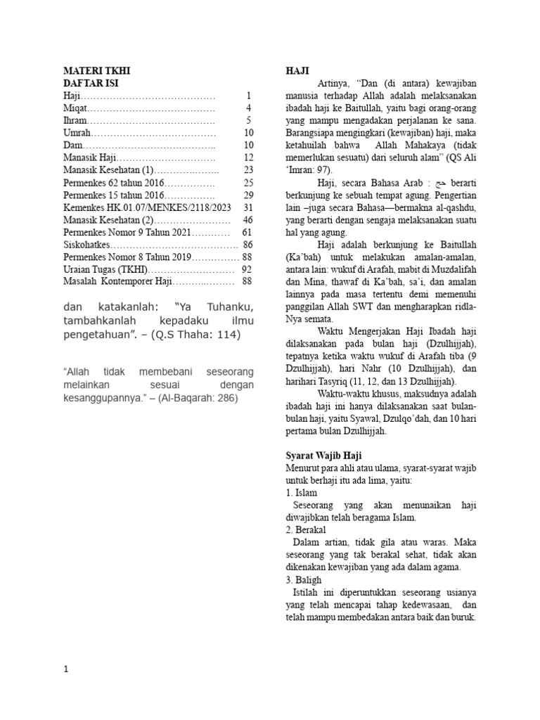 Materi TKHI baru | PDF