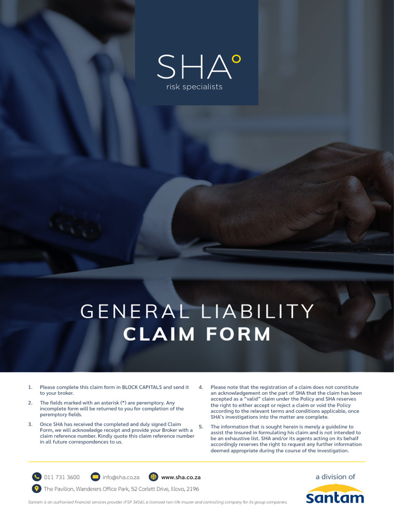 Sha General Liability Claim Form v2 | PDF
