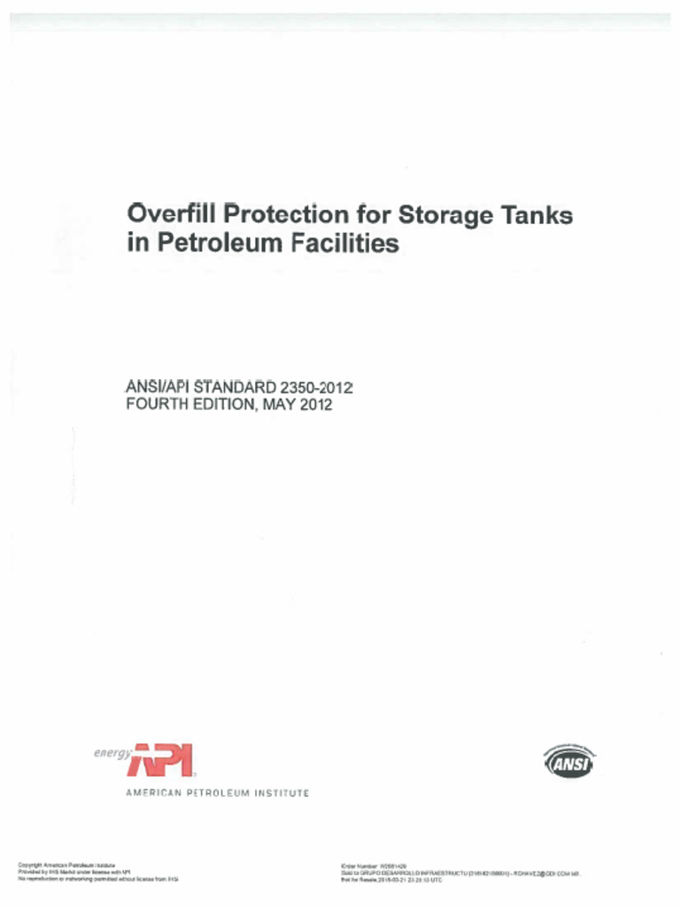 ANSI API Standar 2350-2012 GDI 2018 | PDF