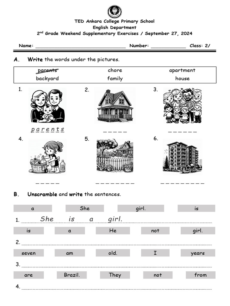 2nd Grade English Weekend Exercises | PDF