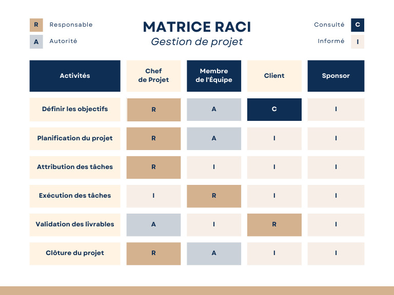 Graphique Matrice RACI Moderne Bleu Marron | PDF