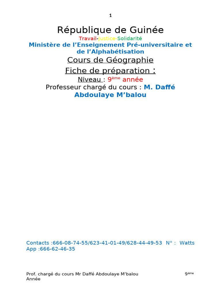 Géographie 9ème | PDF
