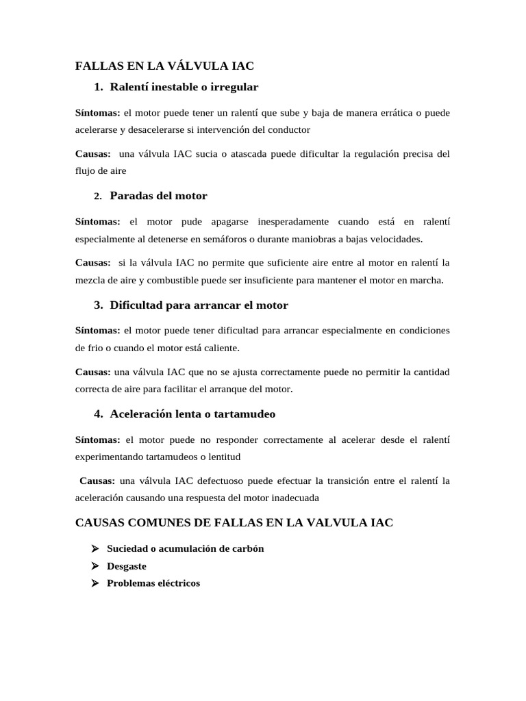 Fallas en La Válvula Iac | PDF