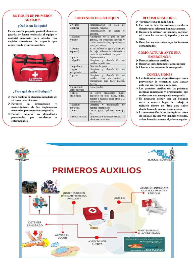 Triptico BOTIQUÍN DE PRIMEROS AUXILIOS | PDF