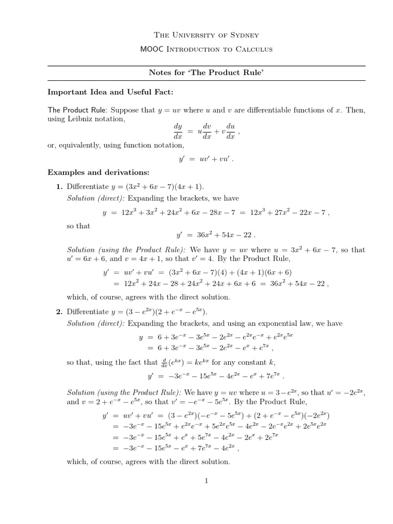 3jKVgPPgSryylYDz4Aq8fg Notes-Product-Rule | PDF