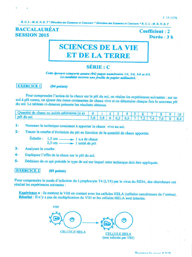 Bac C SVT 2015 | PDF