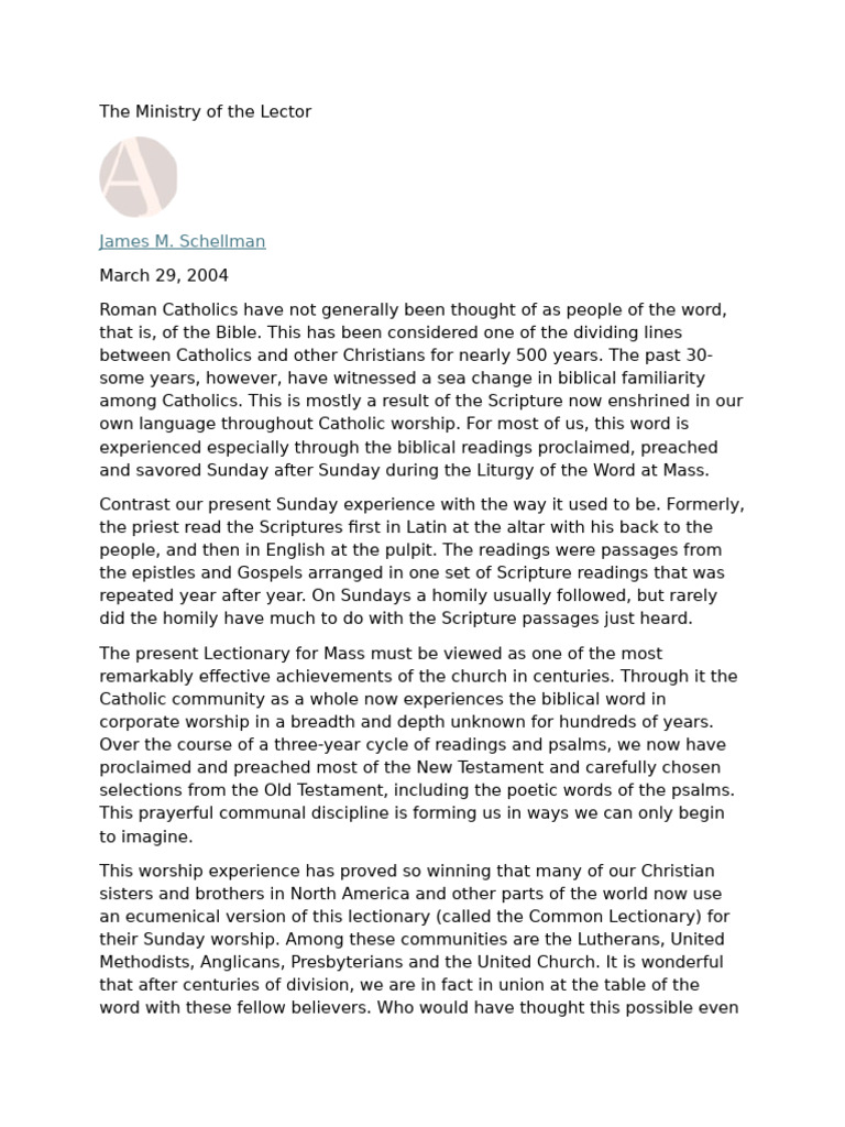 The Ministry of The Lector | PDF