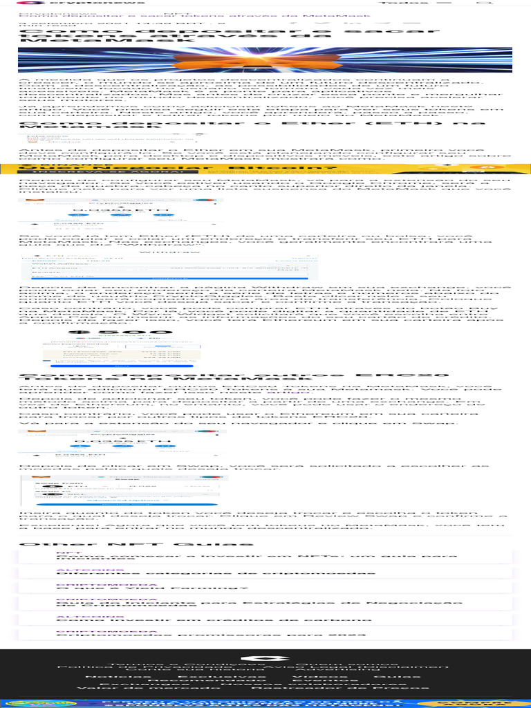 Como depositar e sacar tokens através da MetaMask | PDF