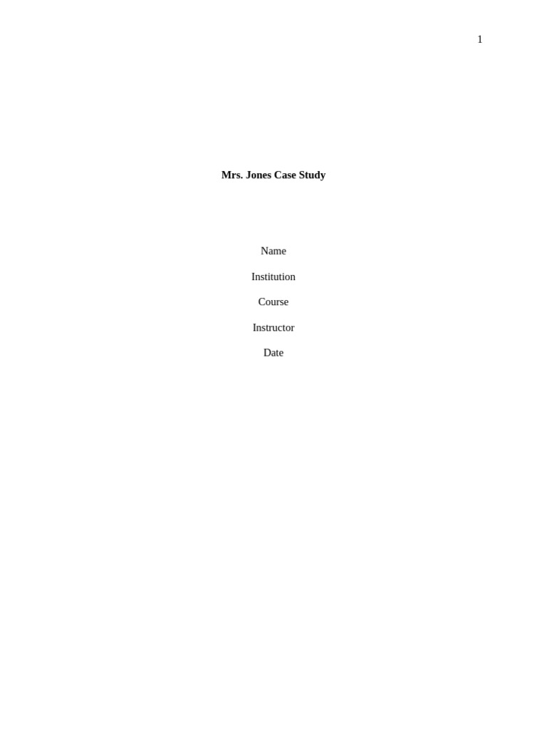 Mrs Jones Case Study | PDF