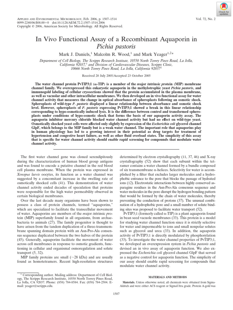 Plant AQP - Pichia | PDF