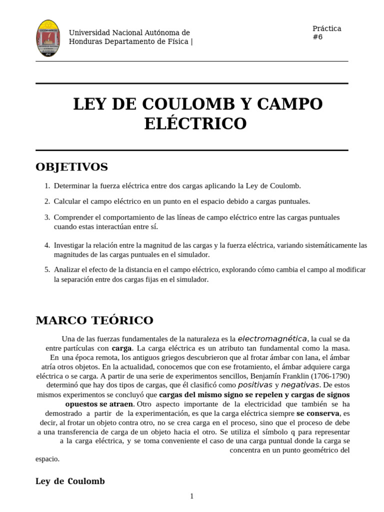 06 Ley de Coulomb y Campo Eléctrico Virtual LF 200 | PDF