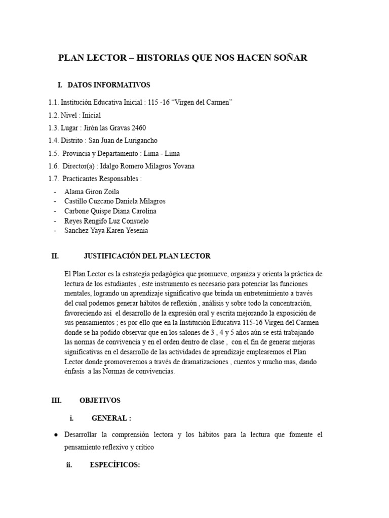 Plan Lector | PDF