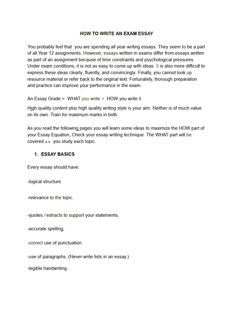 How to Write an Exam Essay | PDF