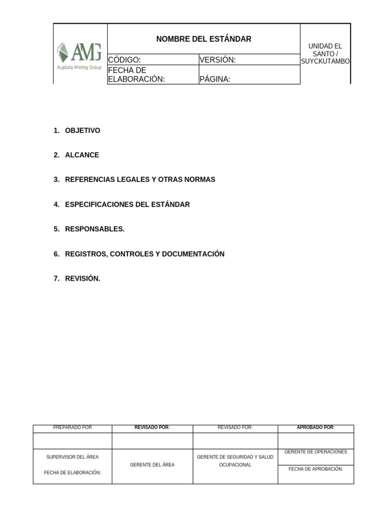 AMG-SGS-SSO-F-47 FORMATO ESTANDAR AMG | PDF