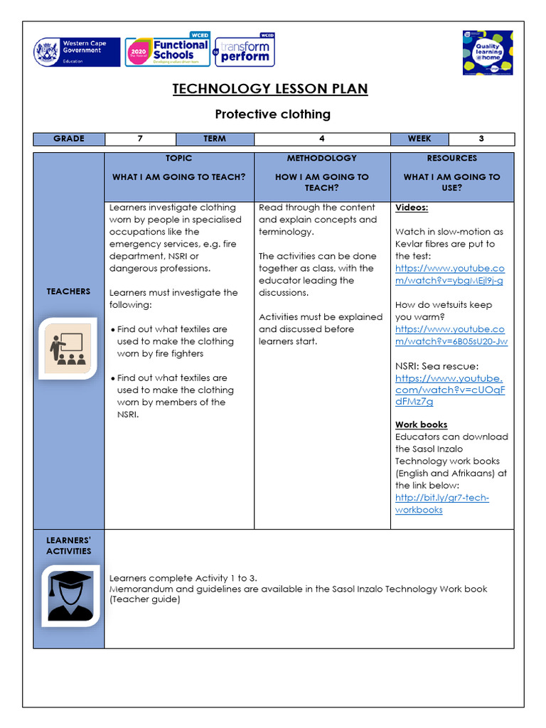 Lesson Plan Gr 7 Technology T4 W3 | PDF