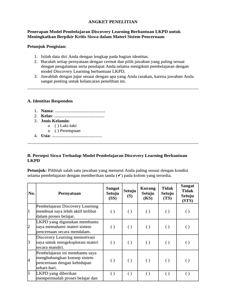 Angket Penelitian | PDF