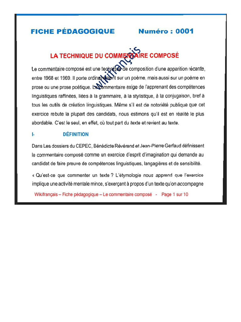 Le Commentaire Composé | PDF