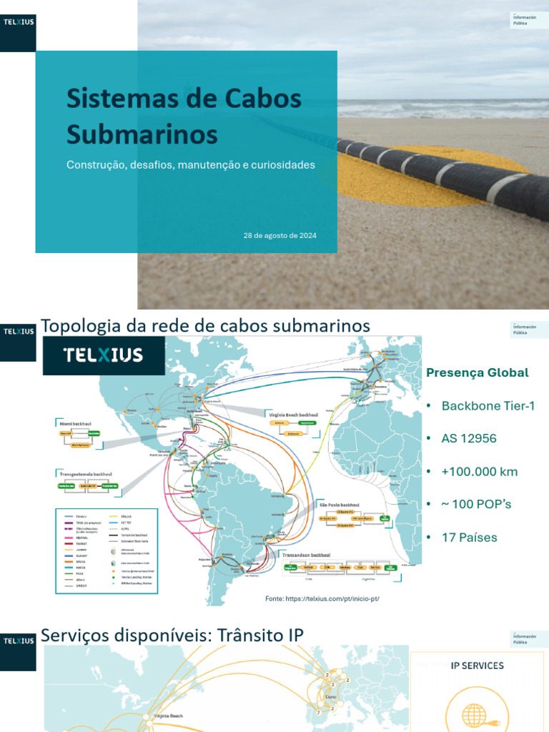 Sistemas de Cables Submarinos Telxius Ago2024 | PDF