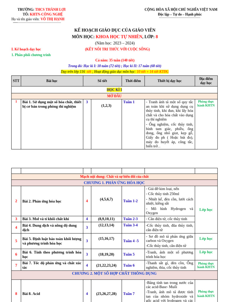 PL3 - KHTN 8 | PDF