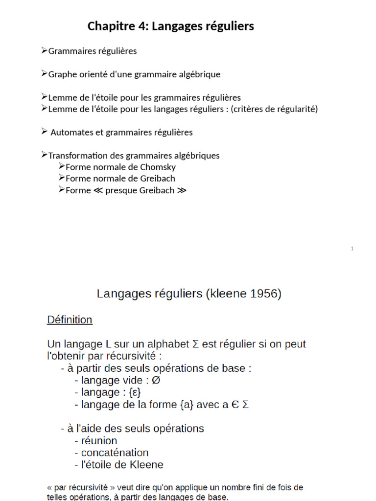 COMP Chapitre4 (Langages Reguliers) | PDF