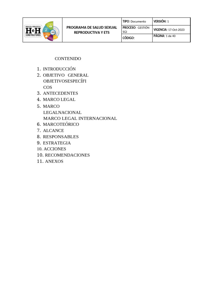 Programa de Accion en Salud Reproductiva - Ets | PDF