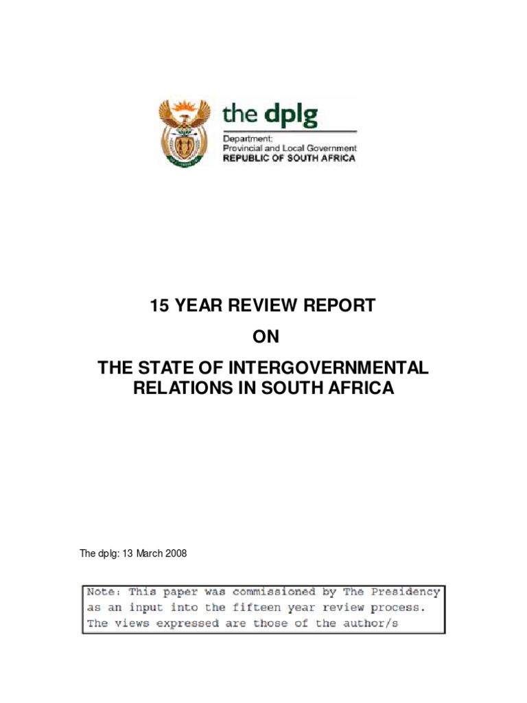 State of Intergovernmental Relations SA | PDF | Local Government ...