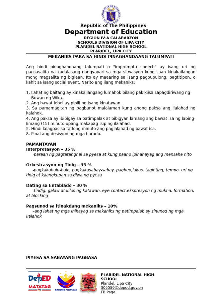 Sabayang Pagbasa Pistang Pinoy | PDF