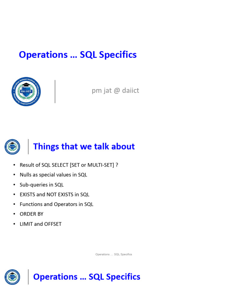05 4.relational Operations Querying SQL Specifics | PDF