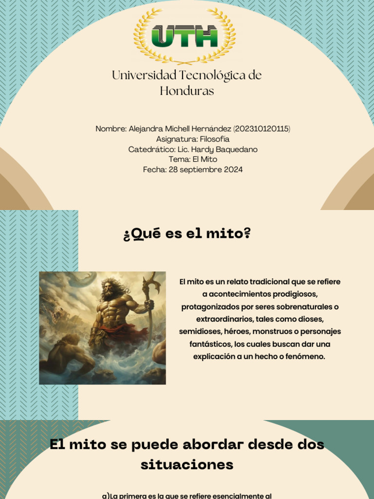 Diapositivas - Tarea 2. El Mito | PDF | Mitología | Creencia religiosa y doctrina