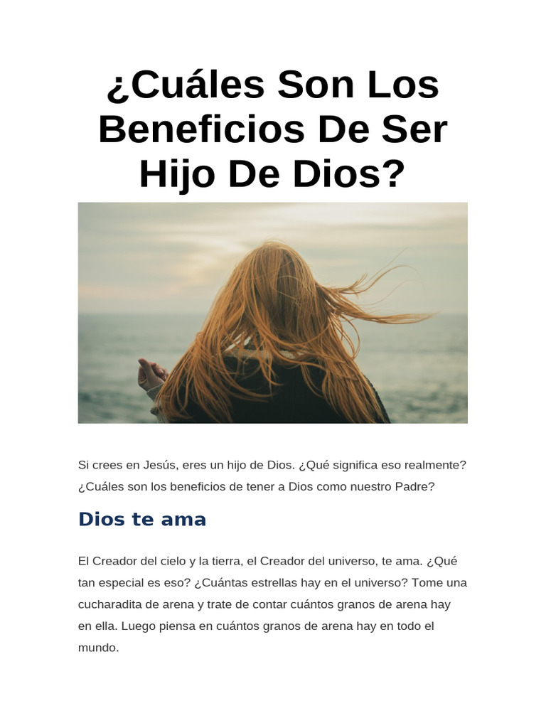 Cuáles Son Los Beneficios De Ser Hijo De Dios | PDF