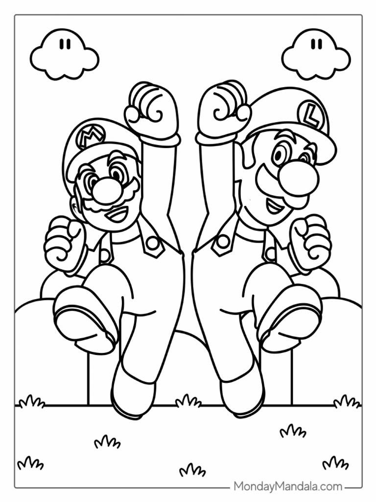 Mario and Luigi Jumping Coloring in | PDF